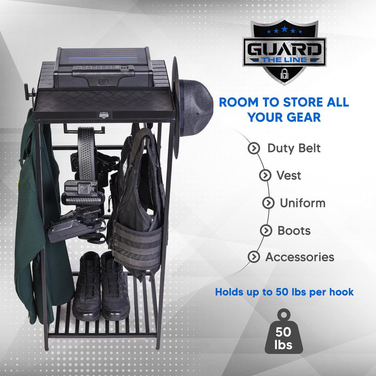 Guard The Line - Police Gear Rack with Quick Access Safe – GuardTheLine