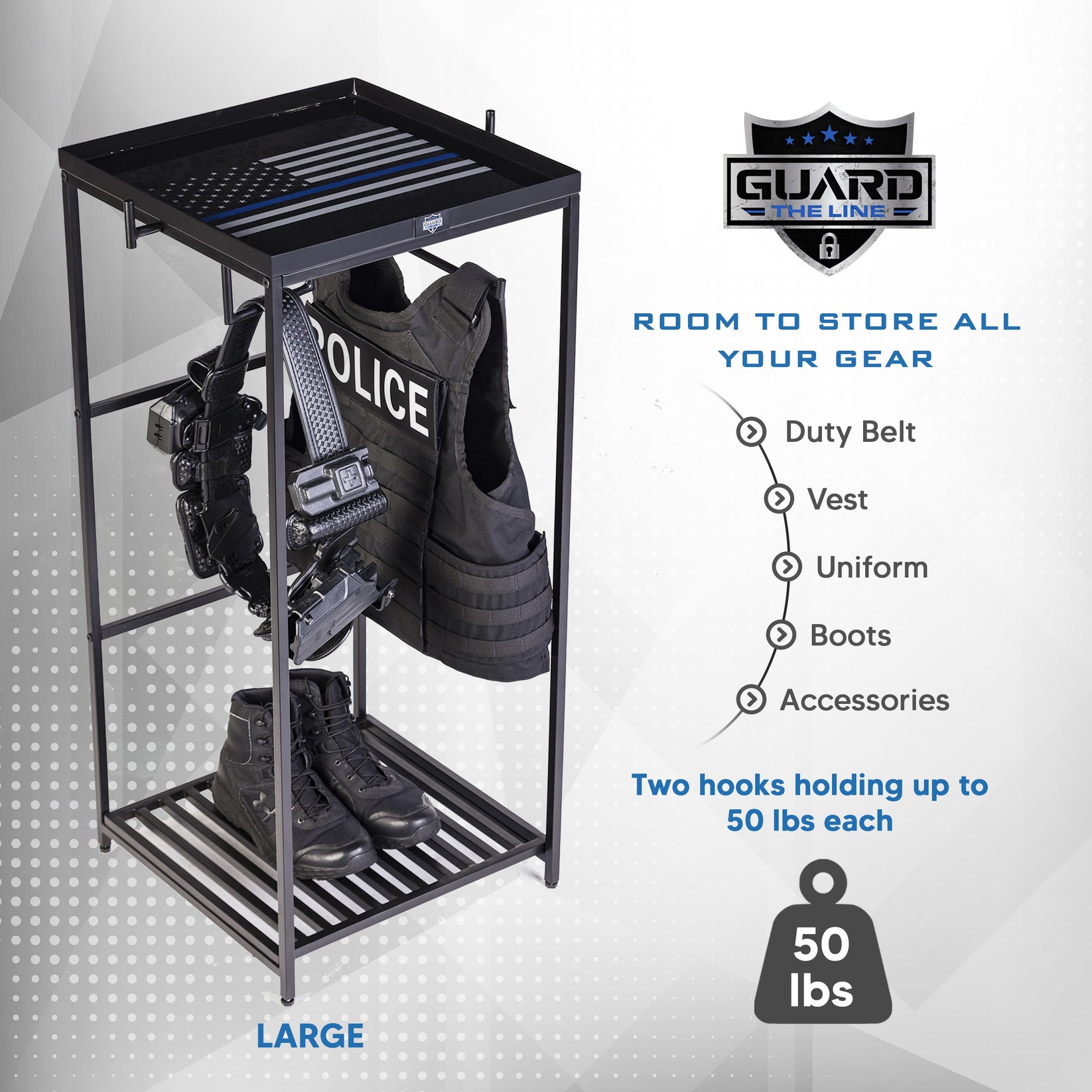 Guard The Line - Thin Blue Line Police Gear Rack – GuardTheLine