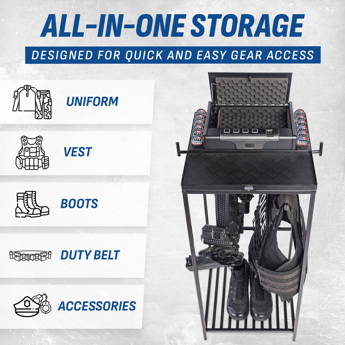 Guard The Line - Police Gear Rack with Quick Access Safe – GuardTheLine